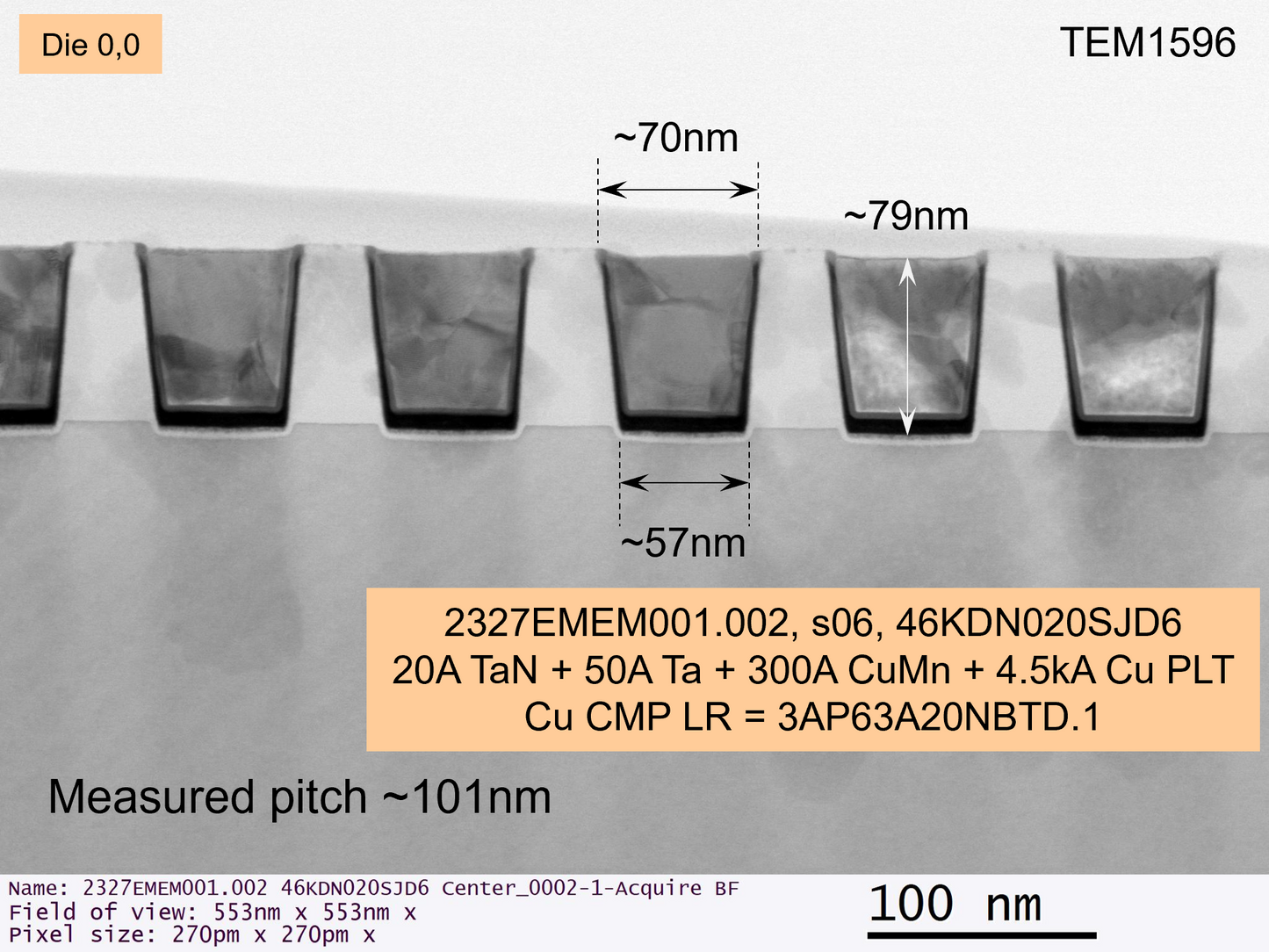Cu CMP on AMAG7 Hardmask LineSpace – AMAG nanometro