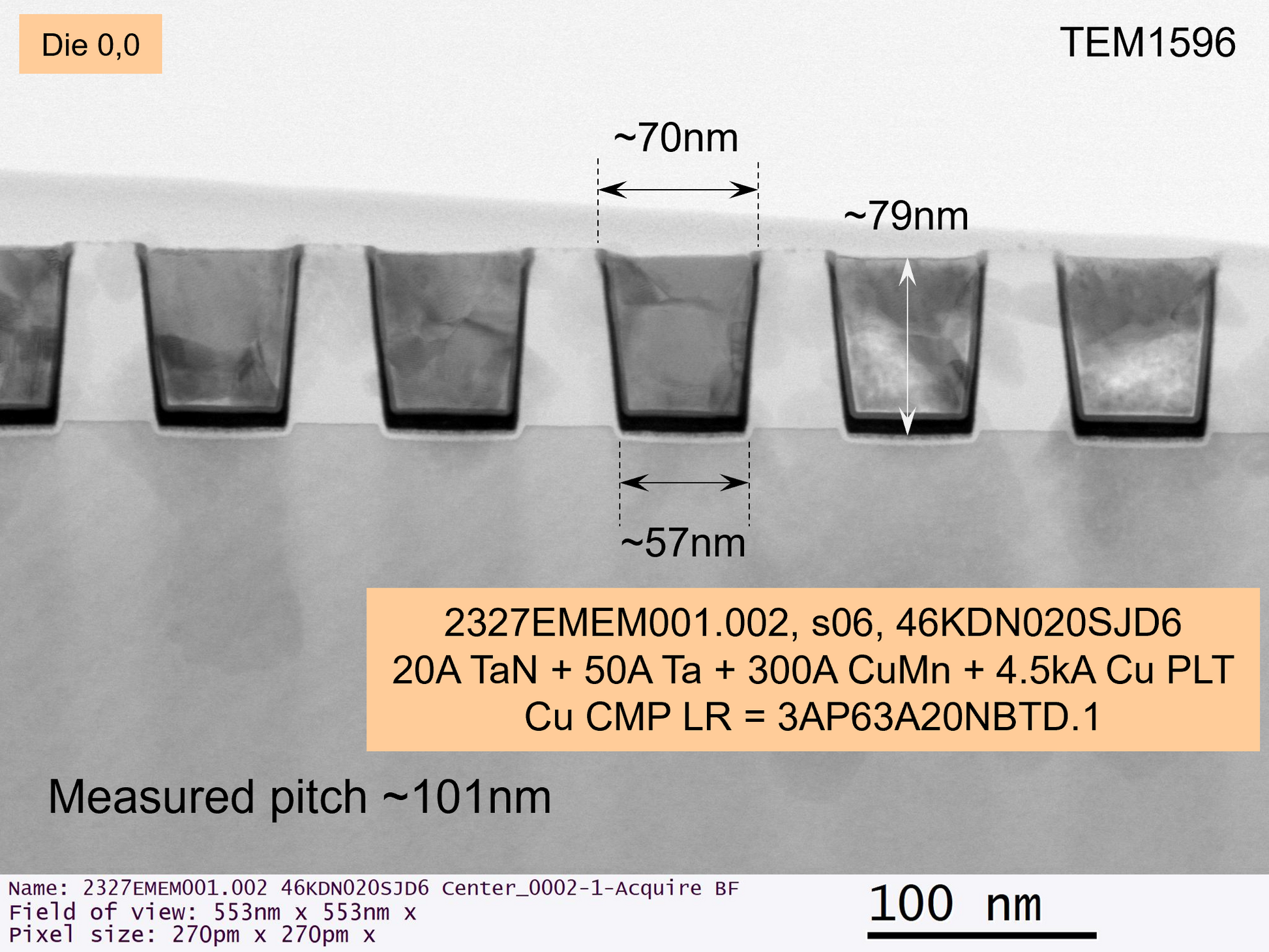 Cu CMP on AMAG7 Hardmask LineSpace – AMAG nanometro